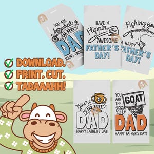 Fathers Day Tags Set, Funny Fathers Day Gift Tags Printable, Happy ...