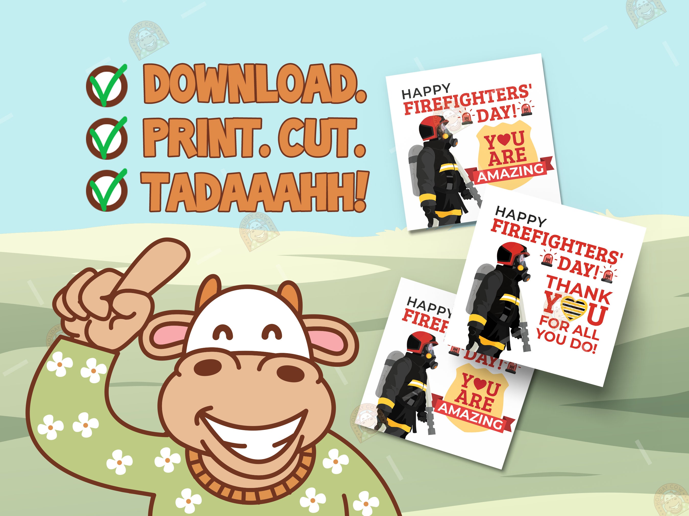 Firefighter Day Gift Tags Printable, Firefighter Appreciation Tags ...