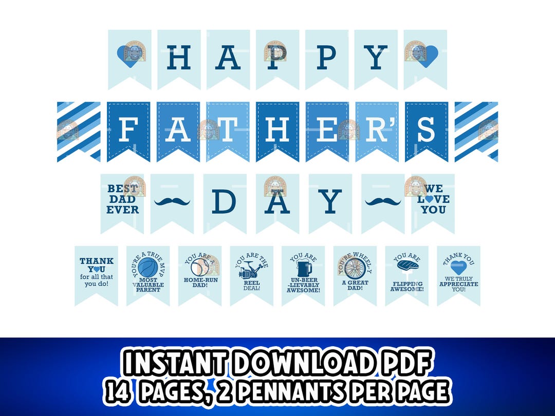 Fathers Day Banner Printable, Happy Father's Day Banner for Fathers Day ...