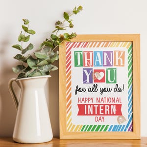 Intern Signs Bundle, Printable Happy Intern Day Poster, Intern Thank ...