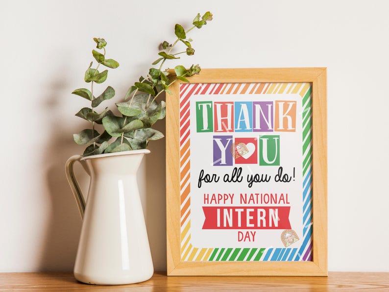 Intern Signs Bundle, Printable Happy Intern Day Poster, Intern Thank ...