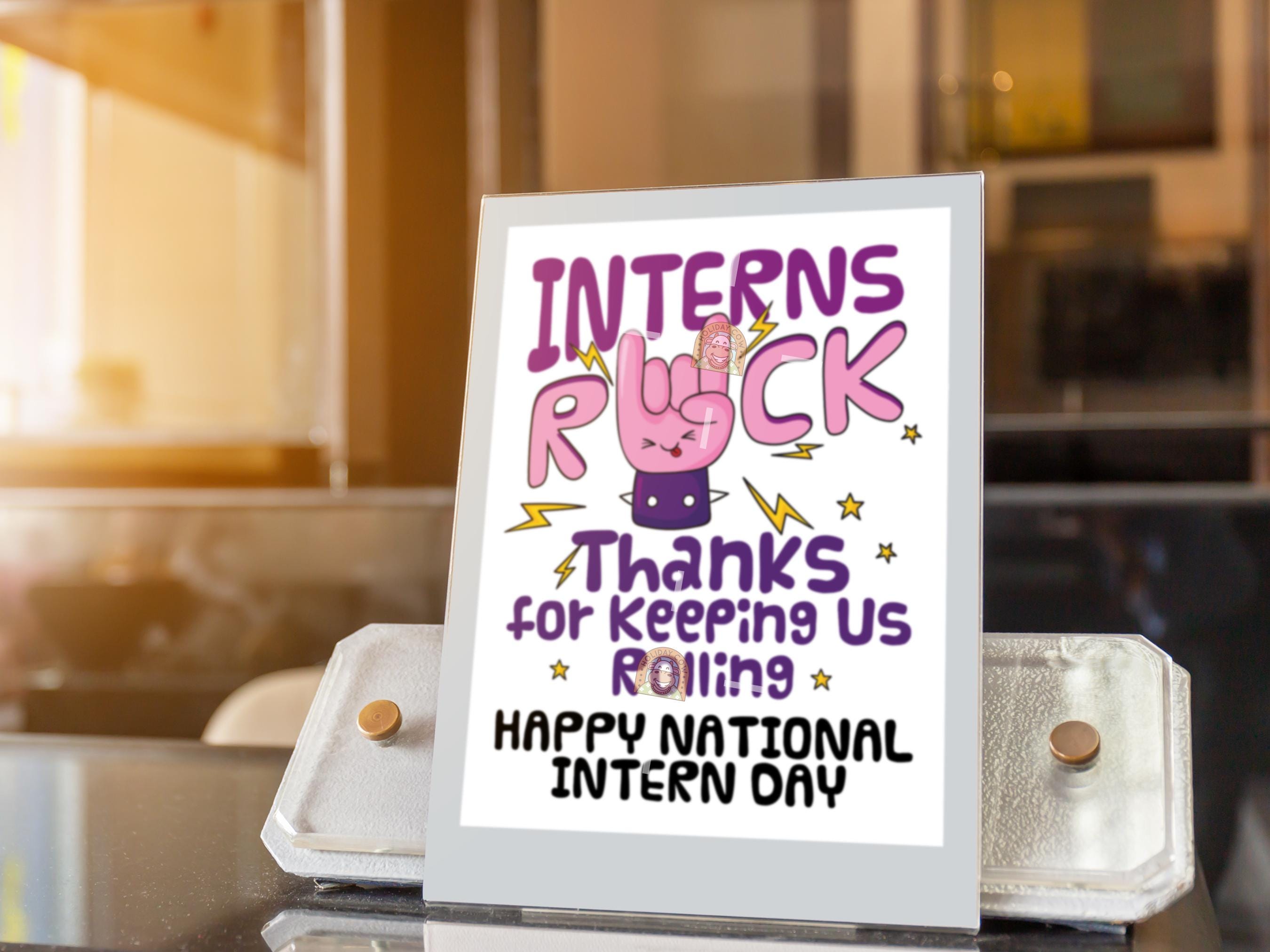 Intern Card, Intern Rocks Printable Card, Happy Intern Day Gift, Intern ...