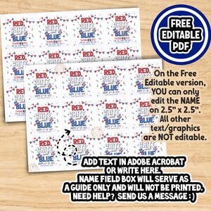 4th of July Gift Tag, 4th of July Tags Printable, Red White and Blue ...