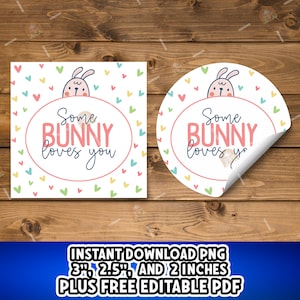 Happy Easter Tags Printable, Easter Bunny Tag, Some Bunny Loves You ...