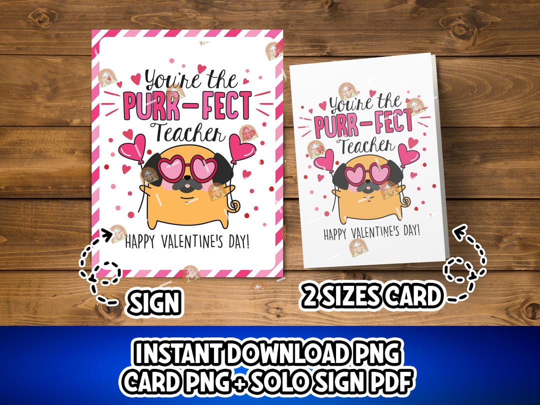 Dog Pun Valentines Day Card for Teacher, Dog Valentine Card Printable ...