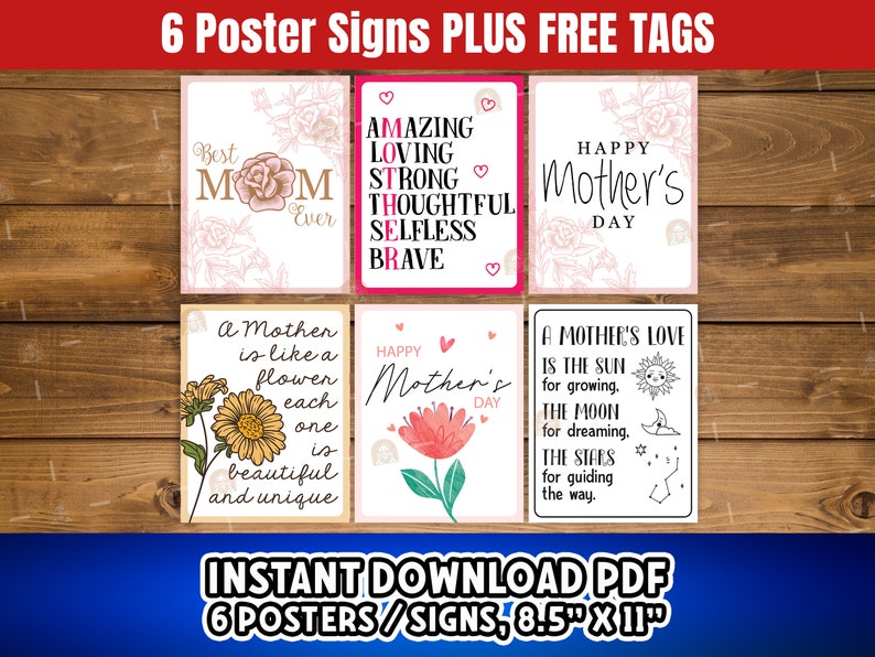Mother's Day Sign Printable Bundle, Mother's Day Gift for Grandma ...