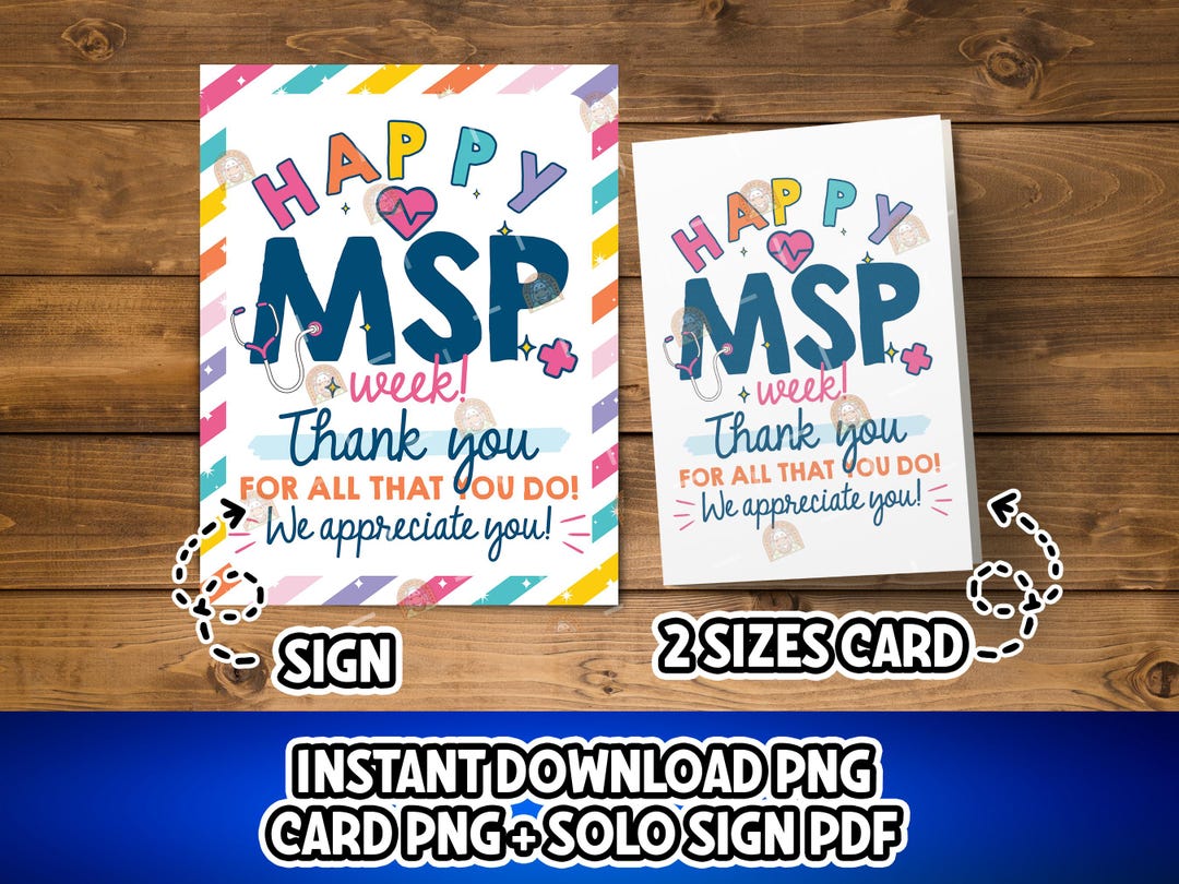 MSP Week Sign, Printable MSP Week Card, Medical Staff Services Week ...