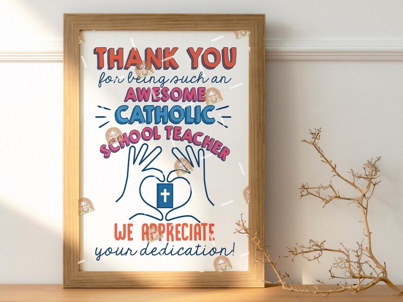 Catholic School Teacher Gift, Thank You Catholic School Teacher Card ...
