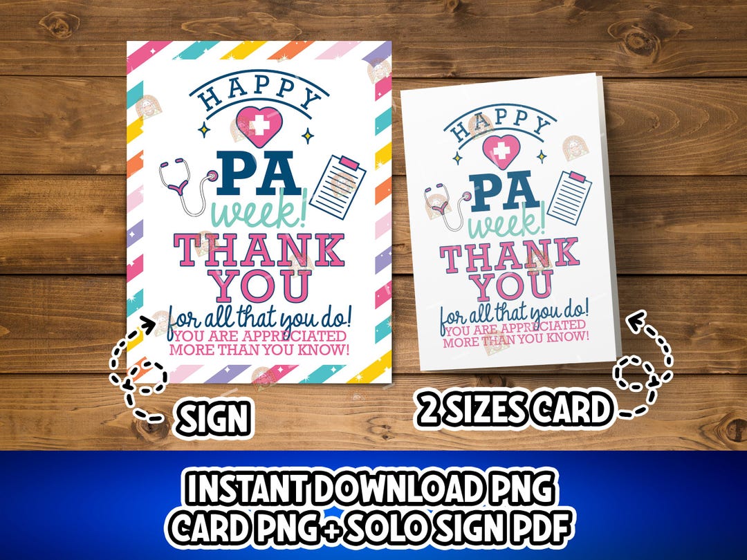 PA Week Sign, Printable PA Week Card, Physician Assistant Week Gift ...