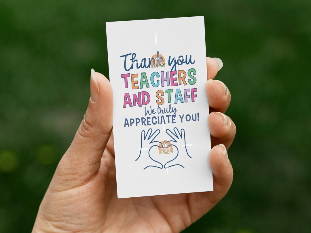 Teachers and Staff Gift Tag, Printable Teacher Thank You Teacher Tag ...