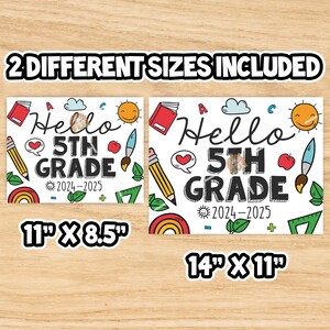 First Day of 5th Grade Sign, First Day of School Sign Printable, Back ...