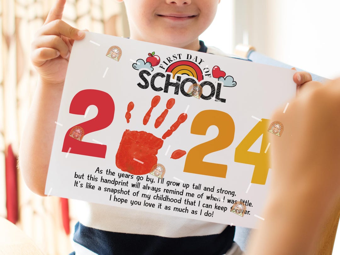 First Day of School Handprint Craft Printable, Back to School Handprint ...