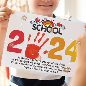 First Day of School Handprint Craft Printable, Back to School Handprint ...