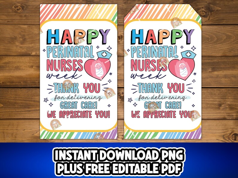 Perinatal Nurses Week Tag Printable, Thank You Perinatal Nurse ...