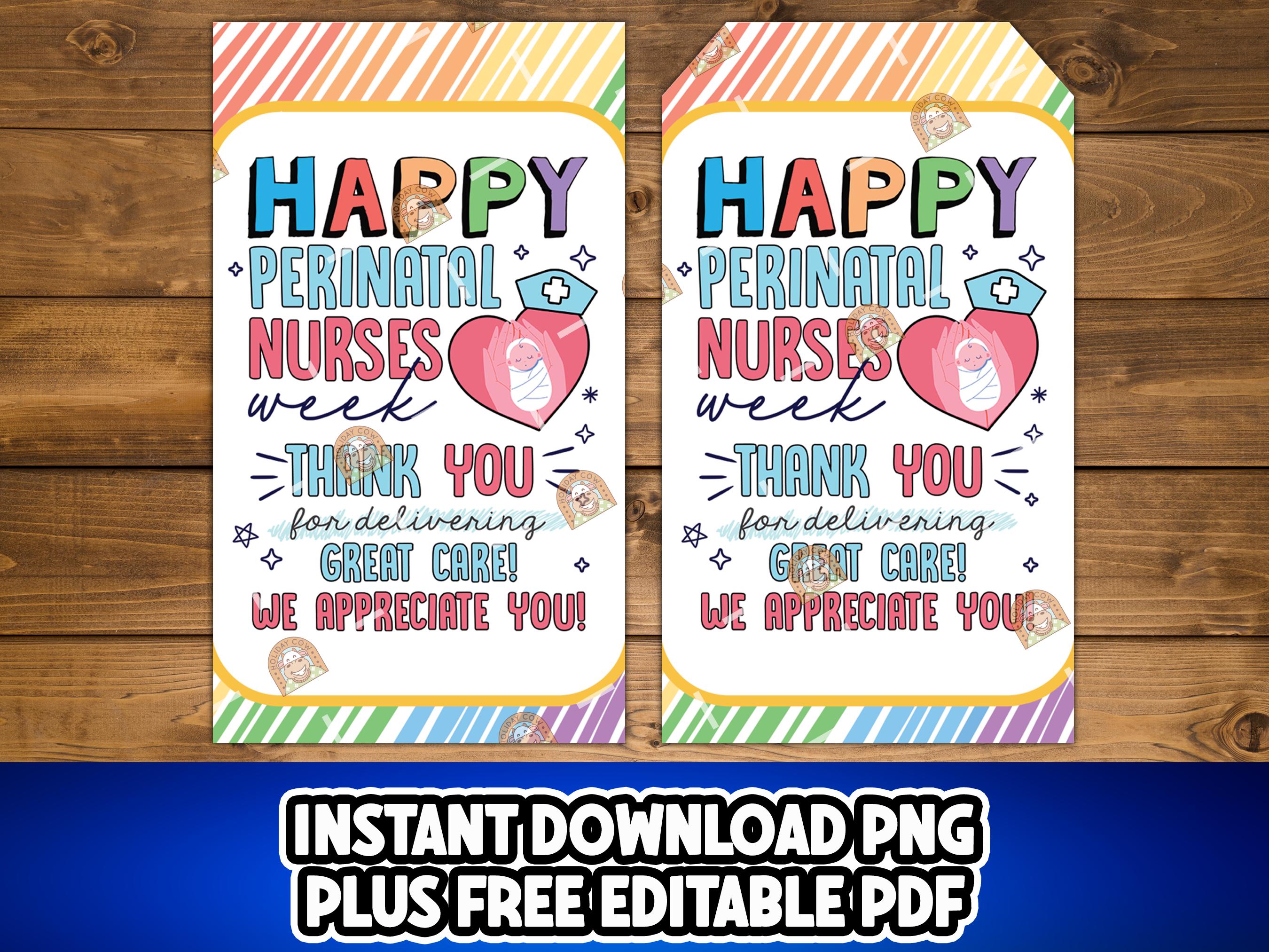 Perinatal Nurses Week Tag Printable, Thank You Perinatal Nurse ...