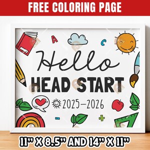 First Day of Head Start Sign, First Day of School Sign Printable, Back ...