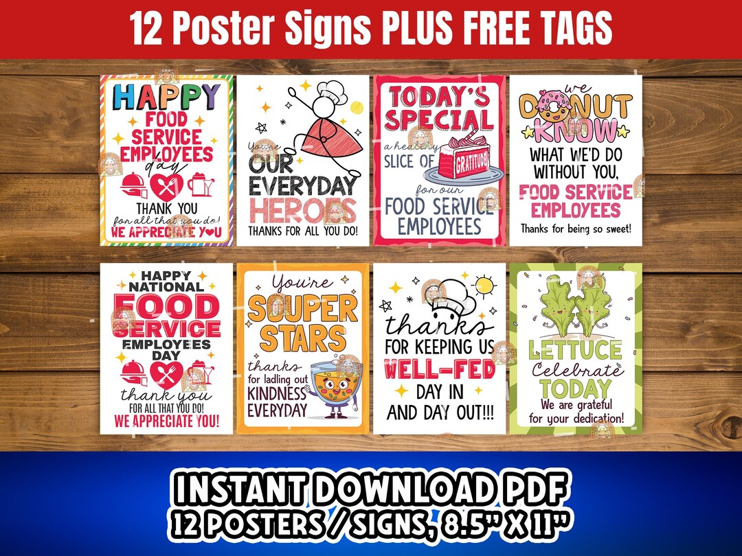National Food Service Employees Day Signs Printable, Food Service ...