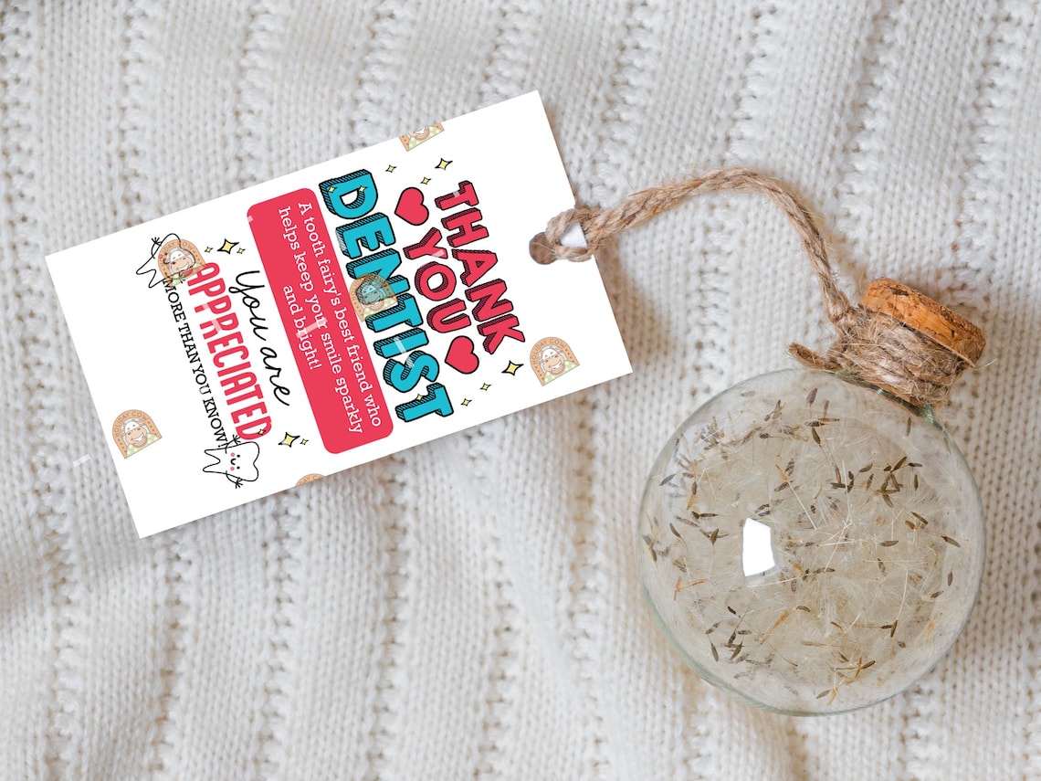 Dentist Gift Tag for Dentist, Printable Dentist Appreciation Tag, Thank ...