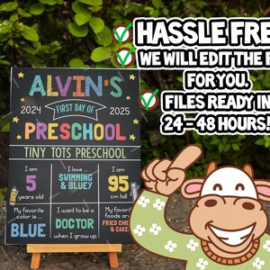 Chalkboard Back to School Sign Printable, Personalized First Day of ...