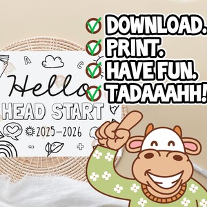 First Day of Head Start Sign, First Day of School Sign Printable, Back ...