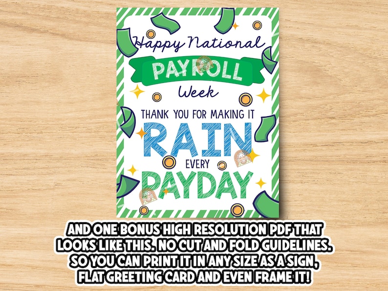 National Payroll Week Card Printable, Payroll Week Sign, Payroll ...