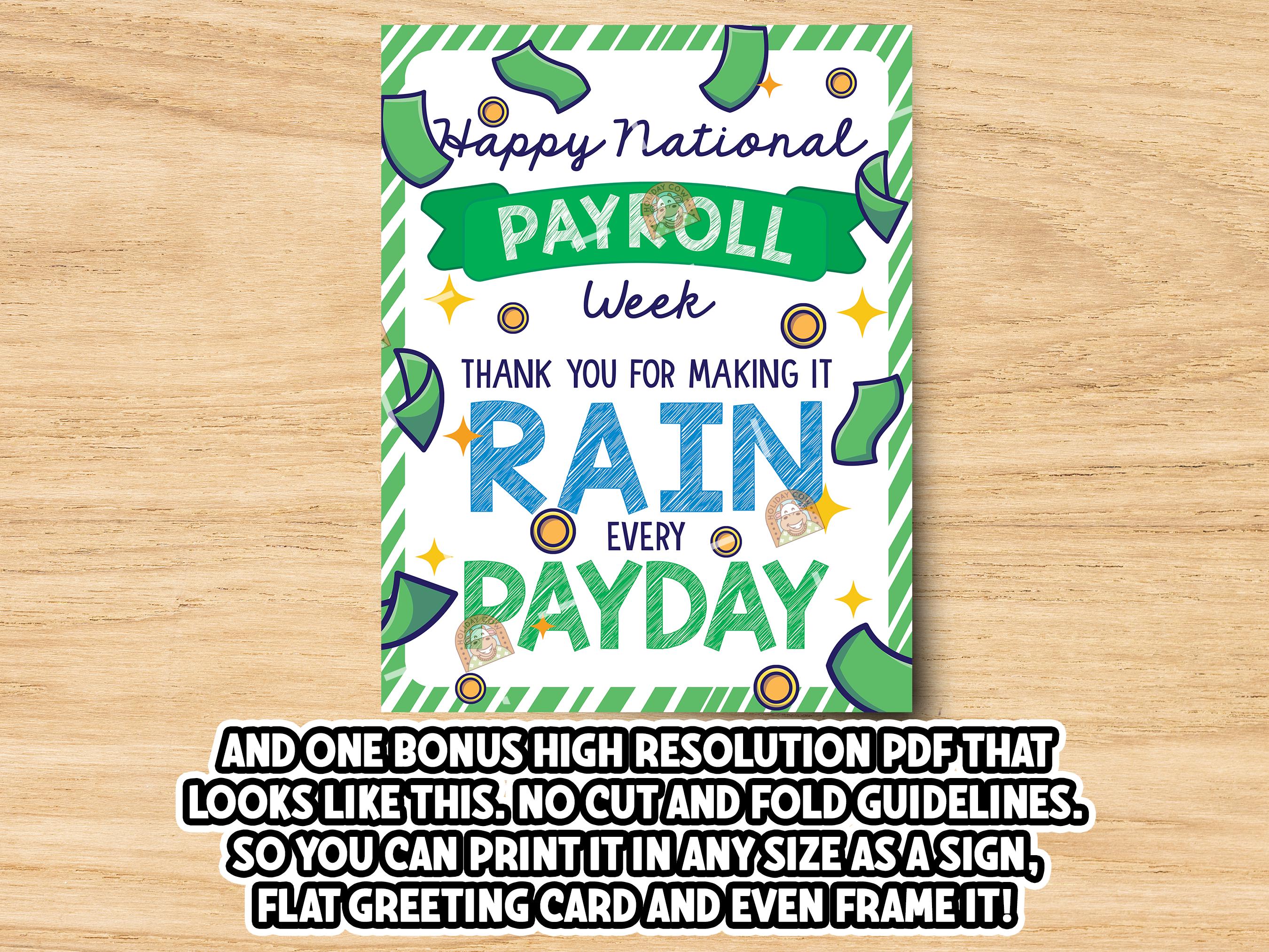 National Payroll Week Card Printable, Payroll Week Sign, Payroll ...