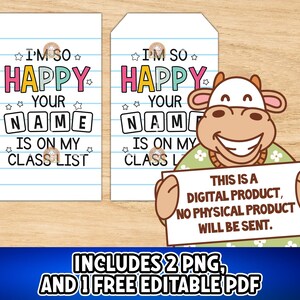 Printable Class Gift Tag, New School Year Student Gift Tag, First Week ...