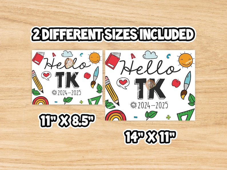 First Day of TK Sign, First Day of School Sign Printable, Back to ...
