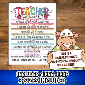 Teacher Survival Kit Tags, 1st Day of School Survival Kit Gift Tags ...