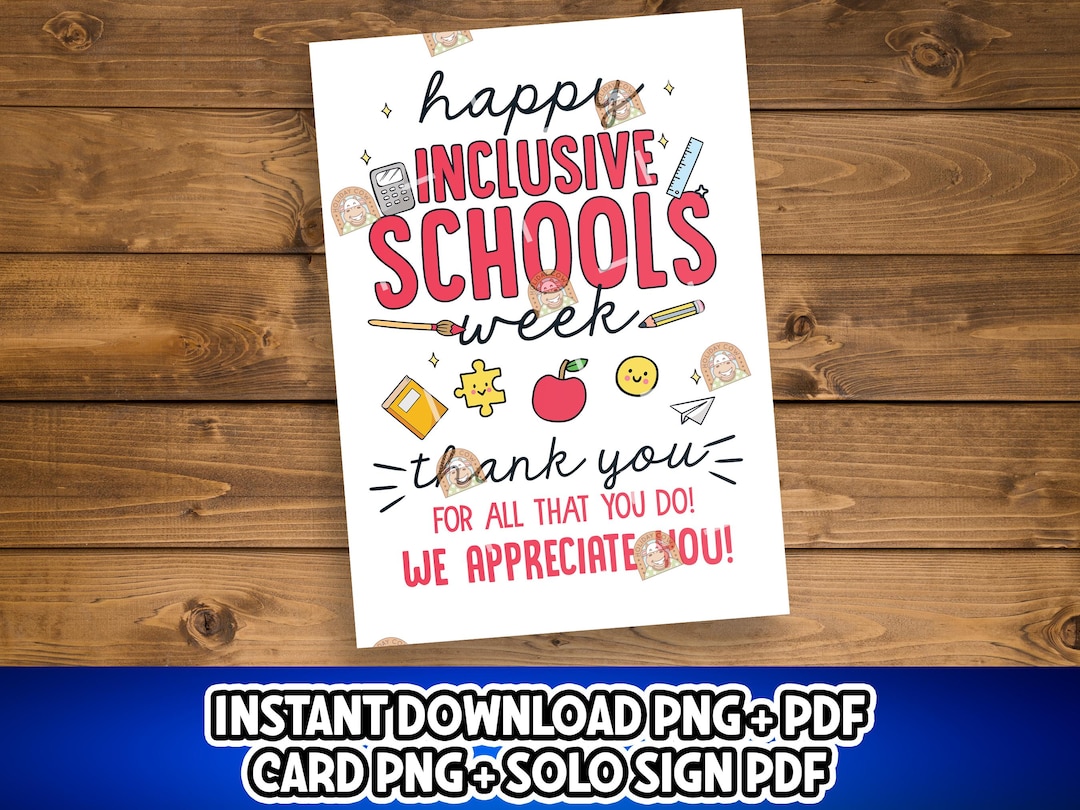 Inclusive Schools Week Card Printable, Thank You Inclusive Education ...