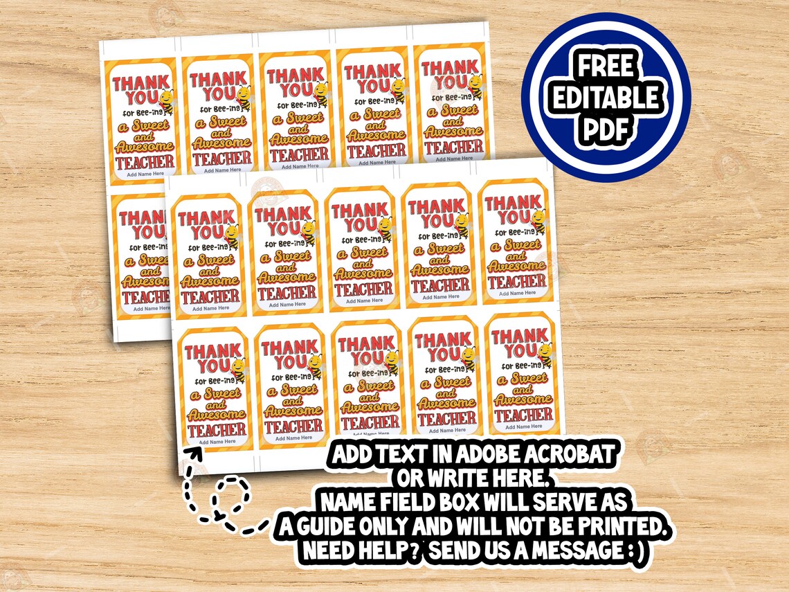 Printable Teacher Appreciation Gift Tag, Thank You for Bee-ing Teacher ...