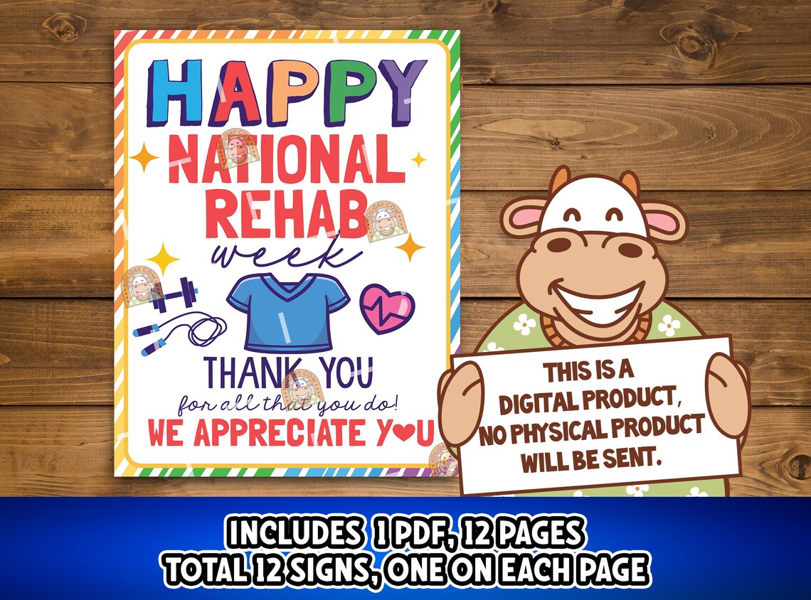 National Rehabilitation Week Signs Printable, Happy Rehab Week Poster ...