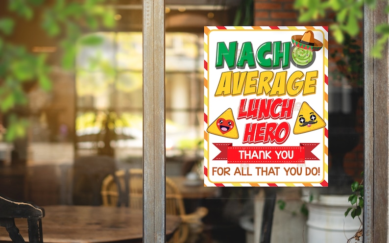 School Lunch Hero Day Sign Set of 10, Printable School Lunch Hero Thank ...