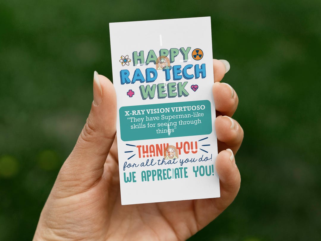Printable Rad Tech Week Tag, Rad Tech Week Gift Tag, Thank You Rad Tech ...