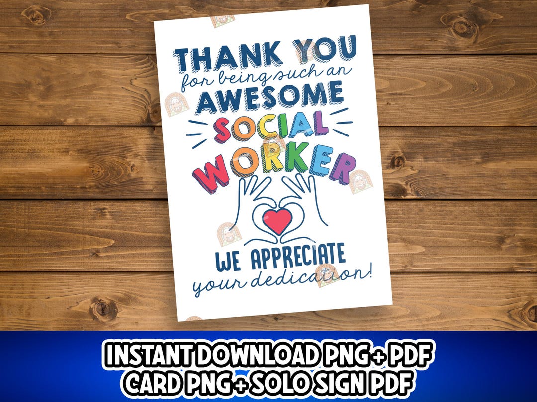 Social Worker Gift, Thank You Social Worker Card Printable, Social ...