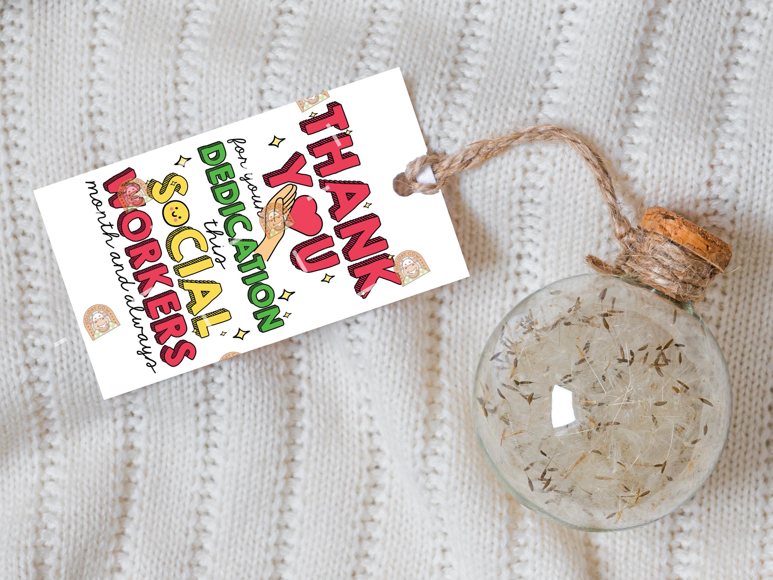 Printable Social Work Month Gift Tag, Thank a Social Worker Gift Tag ...