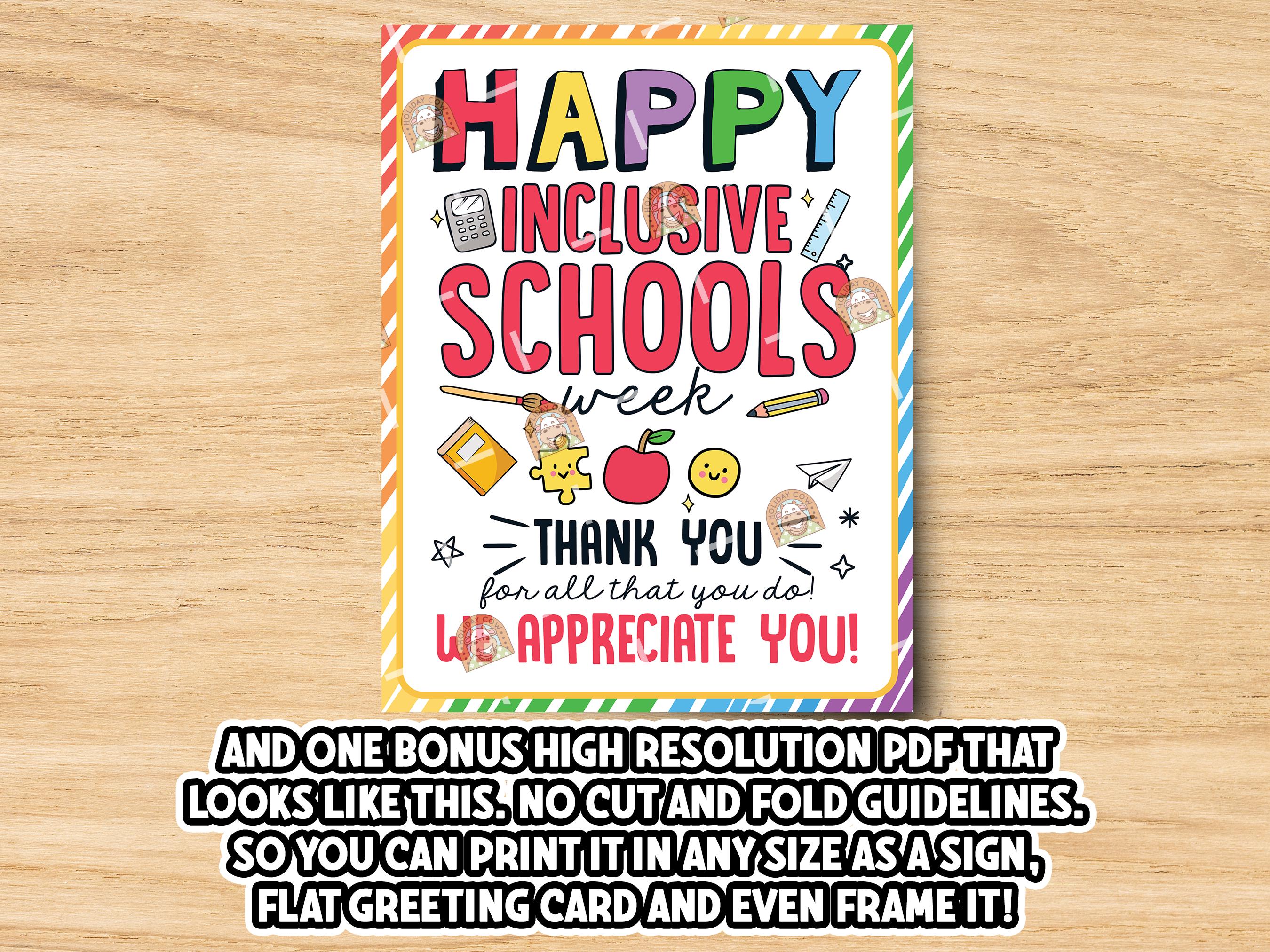 Inclusive Schools Week Sign Printable, Thank You Inclusive Education ...