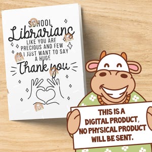 Librarian Gift, Printable School Librarian Card, Thank You Librarian ...