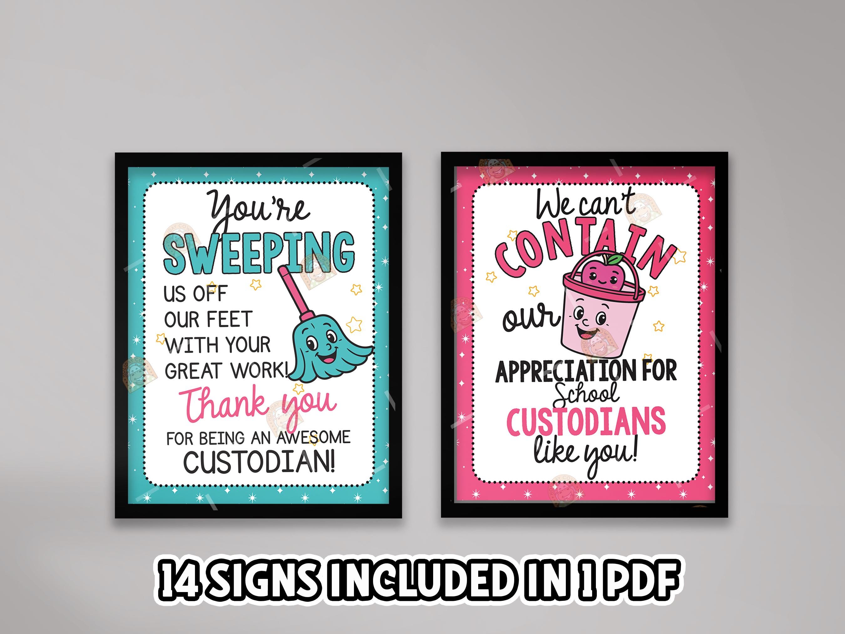 Custodian Day Signs, Printable School Custodian Day Decor, Thank You ...