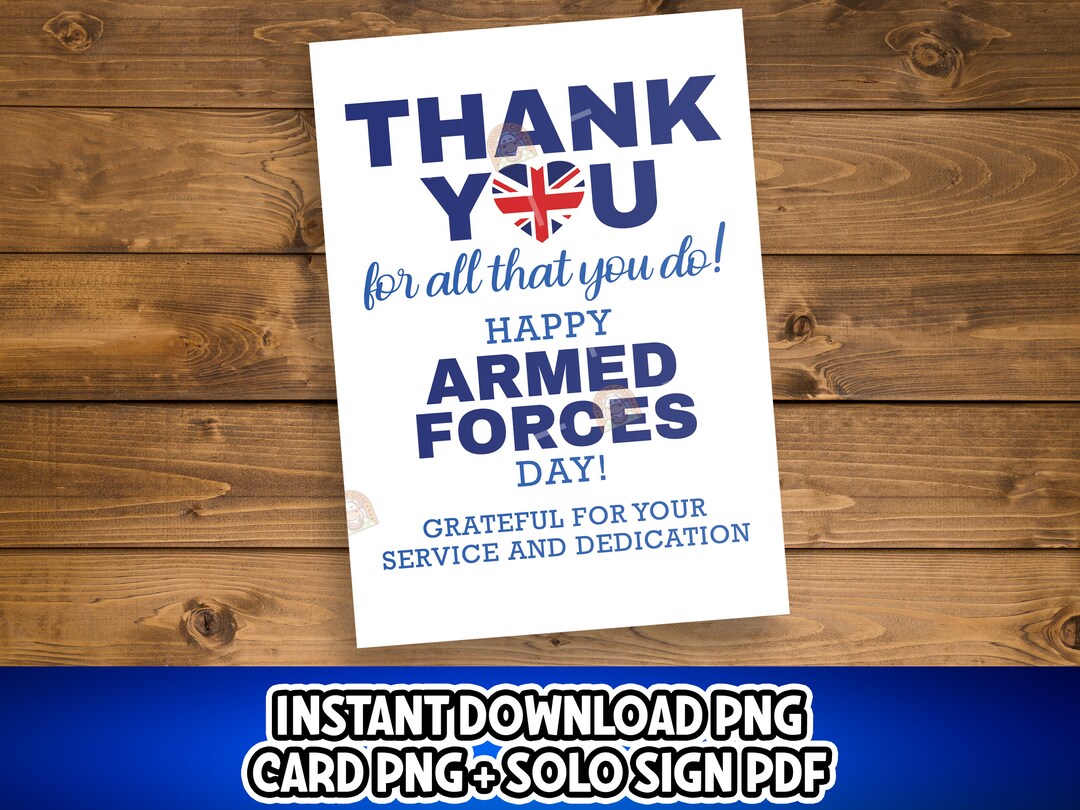 Armed Forces Day Card, Printable UK Armed Forces Day Sign, Thank You ...