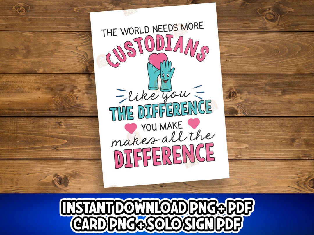 Custodian Gift, Printable Custodian Appreciation, School Custodian Day ...