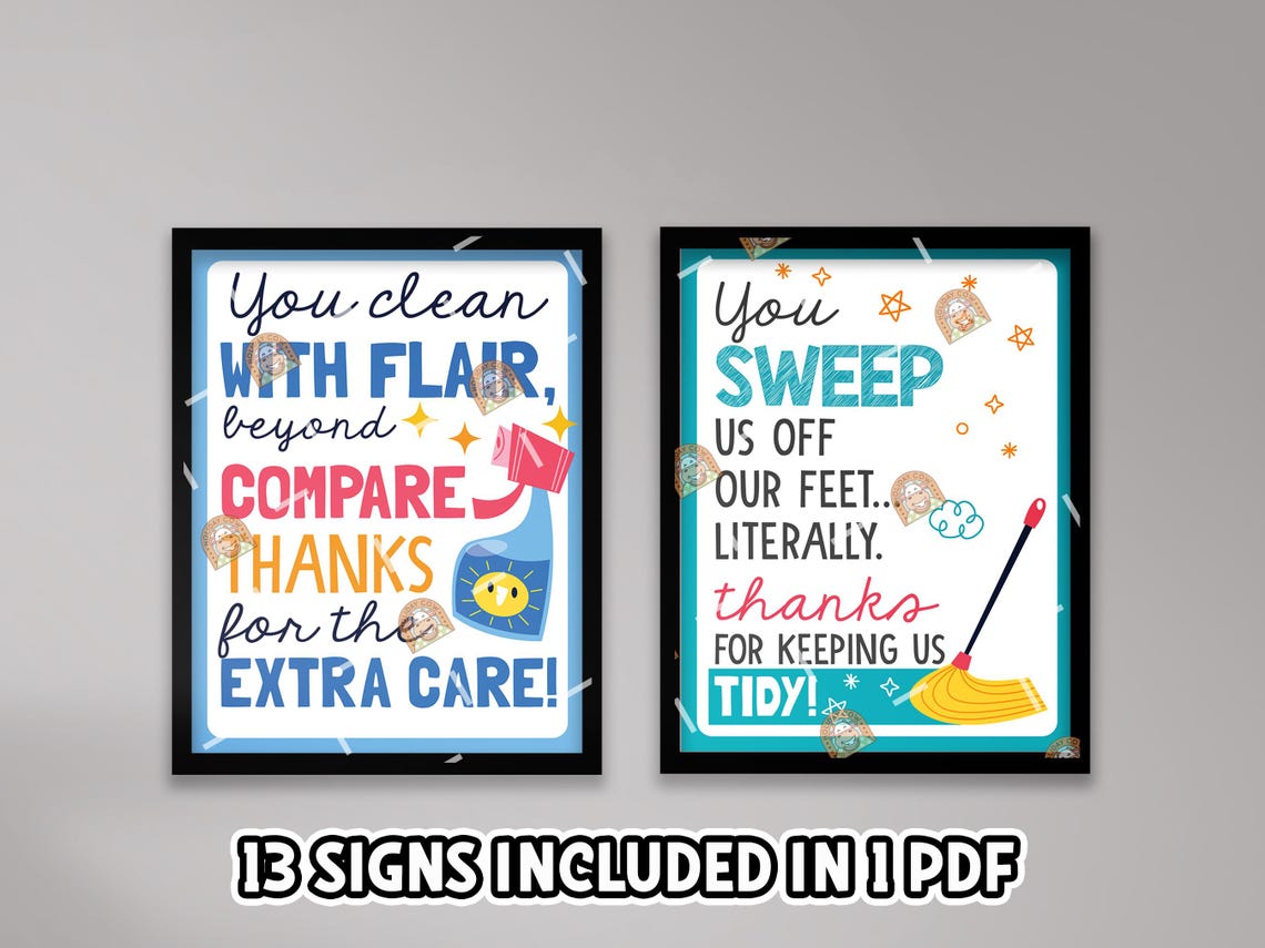 Custodian Day Signs Printable, Custodian Appreciation Gift, Thank You ...