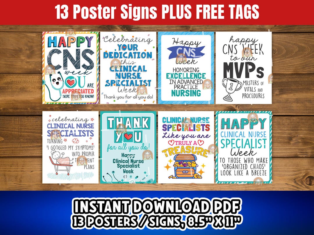 CNS Week Signs Printable Bundle, Clinical Nurse Specialist Gifts, CNS Appreciation Poster, Cns ...