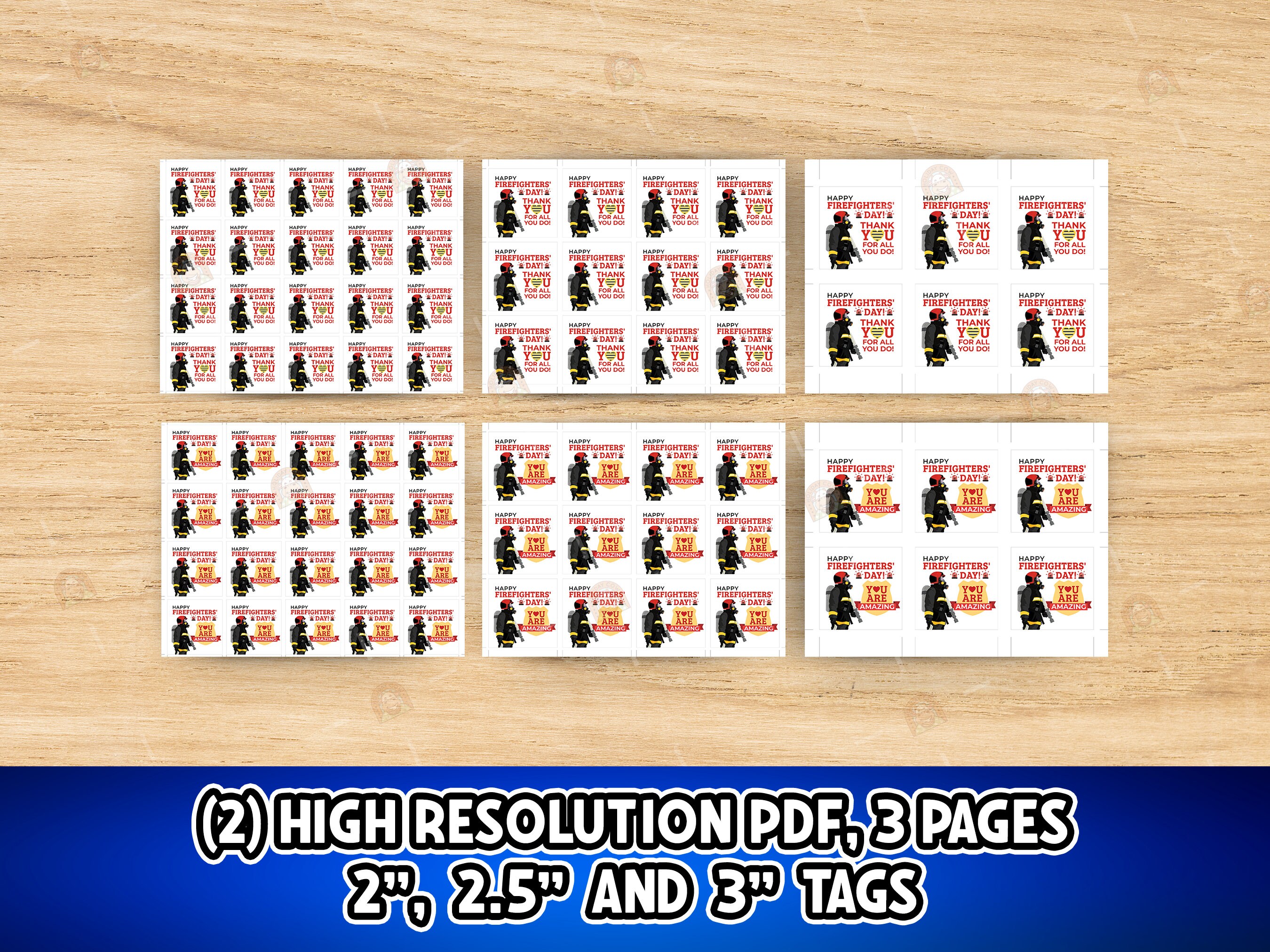Firefighter Day Gift Tags Printable, Firefighter Appreciation Tags ...