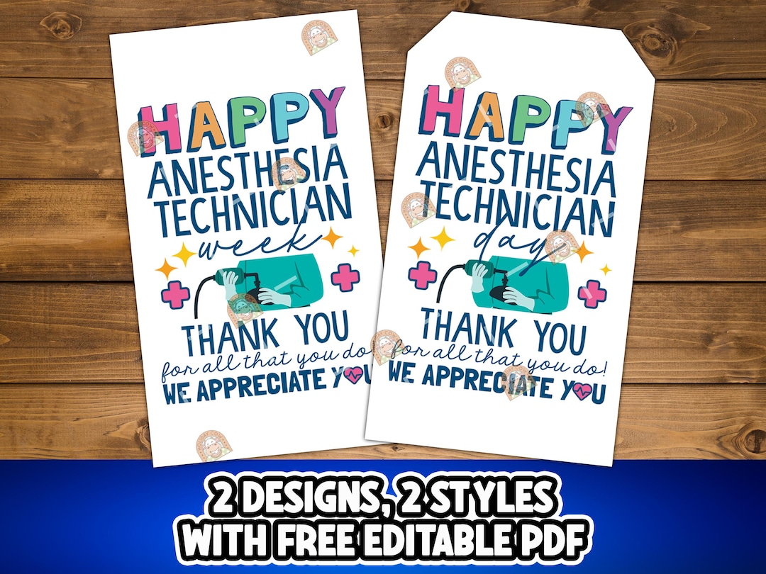 Anesthesia Tech Gift Tag, Printable Anesthesia Tech Week Tag ...