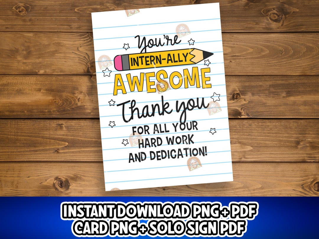 Intern Card, Printable Funny Card for Intern, Intern Day Gift, Intern ...