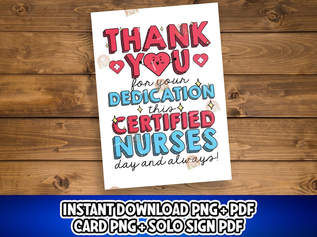 Printable Certified Nurses Day Card, Certified Nurse Gift, Certified ...