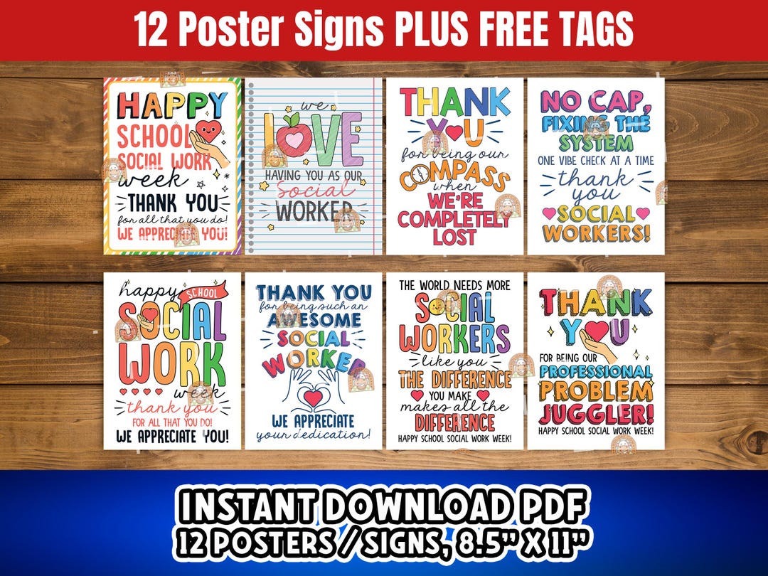School Social Work Week Signs Printable, Thank You Social Work Week ...