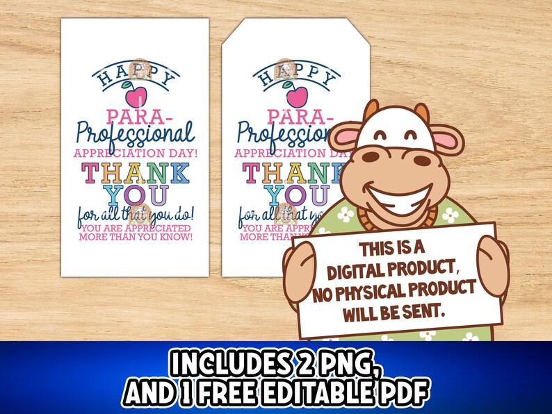 Paraprofessional Day Gift Tag, Printable Para Professional Day Tag ...