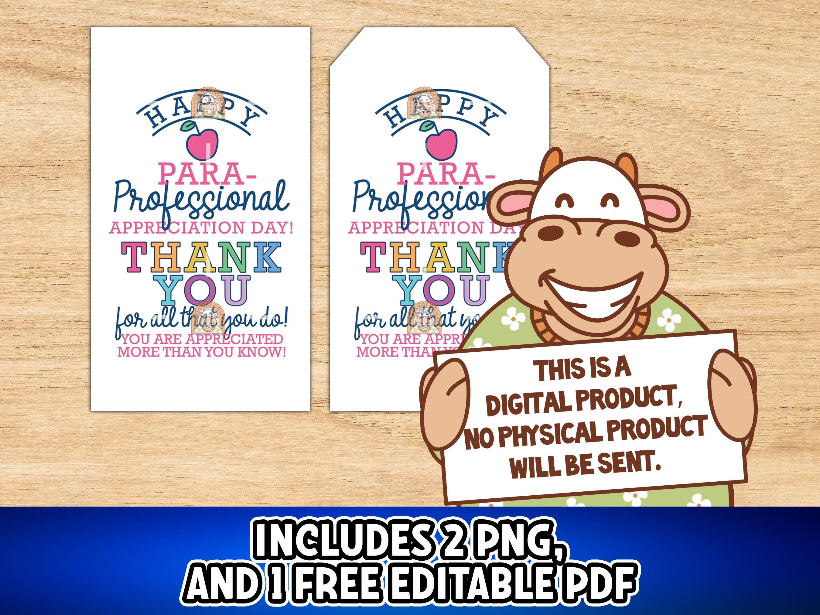 Paraprofessional Day Gift Tag, Printable Para Professional Day Tag ...